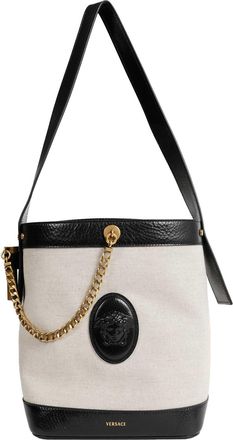 Versace Pivot Small Canvas Bucket Bag