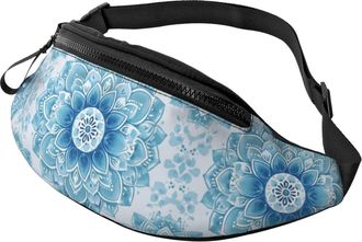 Generic Multifunktionale Sporttasche Blauer Mandala-Druck Taillentasche Sporttasche G&uuml;rteltasche F&uuml;r Running Spazieren Camping 14X35Cm