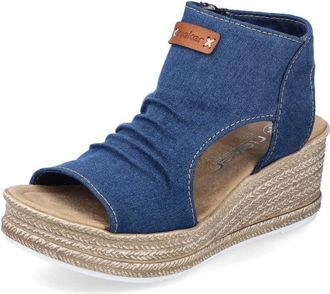 Rieker Damen Schaftsandalen 68791, Frauen Sandalen,reißverschluss,Sommerschuhe,Freizeitschuhe,offene Schuhe,Strandschuhe,blau (12),41 EU / 7.5 UK