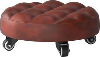 Generic Niedriger Hocker f&uuml;r Sitz - Liegestuhl aus PU-Leder, Liegestuhl mit Rollen | niedrige H&ouml;he mit 4 R&auml;dern, Bodenstuhl f&uuml;r die Reinigung des Hauses, im F