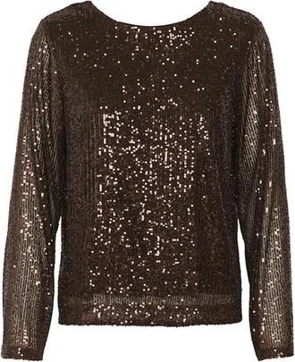 Part Two Metallic Braun Pailletten Top - - Blouses & Shirts - Damen - Braun - XS