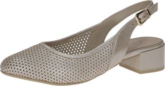 Caprice Comfort Damen Slingpumps aus Leder mit Blockabsatz, Beige (Taupe Metallic), 40.5 EU