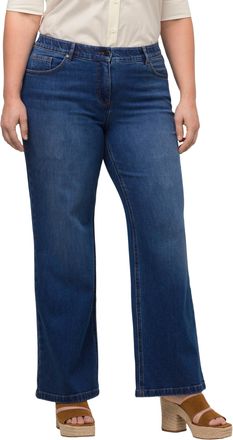 Ulla Popken Damen, große Größen, Marlenejeans Mary, weites Bein, Komfortbund, Biobaumwolle, Dark Blue Denim, D/EU 27