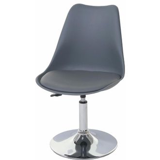 Hhg Chaise pivotante Malm&ouml; T501, chaise de cuisine, r&eacute;glable en hauteur, similicuir, gris fonc&eacute;, socle chrom&eacute;