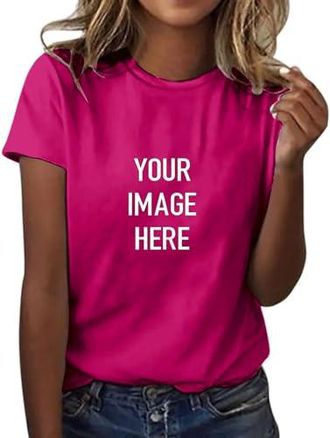 Generic Chemisier uni à manches courtes pour femme - Lettre ample - Couleur unie - Pour la vie quotidienne - Cadeau de Noël, rose, XXL