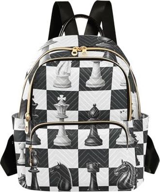 Mnsruu Mini sac à dos pour femme - Noir et blanc - Motif écossais - Petit sac à dos tendance - Sac à dos décontracté, Multi295, S