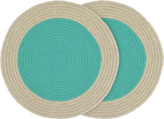 Remember Baumwoll-Tischsets Mint, 2er-Set - H 0,5 cm, Ø 38 cm - Buntes Baumwoll-Tischsets