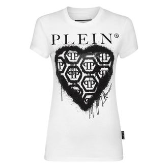 Philipp Plein Femme, Tops, Blanc, Taille: 38 FR T-Shirt Col Rond