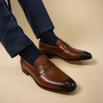 Bexley Cannero - Mocassin homme marron patin&eacute;