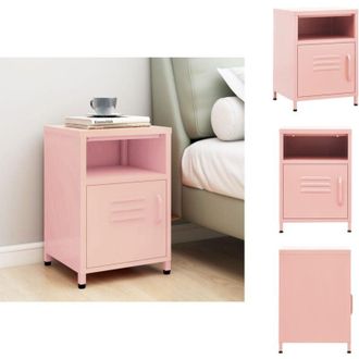 vidaXL Nachttisch Rosa 35x35x51 cm Stahl - Nachtisch - Rosa Nachttisch - Schreibtischlampe - Wohnzimmer Deko - Wohnraum Einrichtung