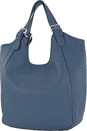 modamoda.de T227 Sac &agrave; bandouli&egrave;re en cuir pour femme Fait main en Italie, Bleu saphir, L