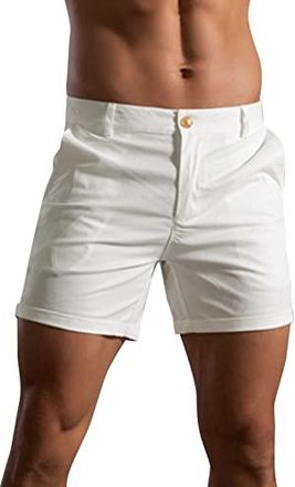 Generic Short décontracté pour homme - Short Oxford léger et confortable - Extensible - Coupe ajustée - Pantalon court décontracté - Pantalon chino à devant p