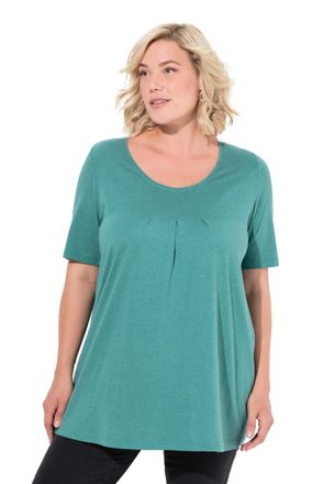 Ulla Popken Damen große Größen Übergrößen Plus Size T-Shirt, Zierfalten, A-Linie, Rundhals, Halbarm, Modal