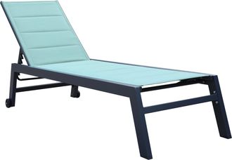 Happy Garden Sonnenliege Barbados aus wassergrünem Textilene und anthrazitfarbenem Aluminium. Outdoor-Liege mit Mehreren Positionen