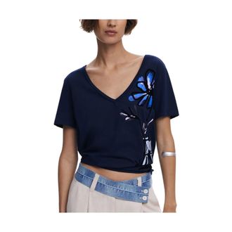 Desigual Femme, Tops, Bleu, Taille: 42 FR T-shirt Femme en Coton Bleu Chic Dumas
