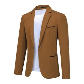 AlltheMen Herren Sakko Sportlich Modern Stretch Blazer M&auml;nner Slim Fit Freizeit Jackett Business Anzugjacke Kaffee XXL