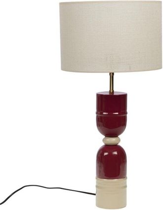 Amadeus Amadeus - Lampe Smiles bordeaux abat-jour en jute
