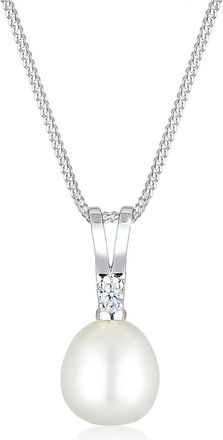 Elli Halsketten - Halskette Süßwasserzuchtperle Diamant 925 Sterling - Gr. unisize - in Weiß - für Damen