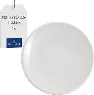 Villeroy & Boch NewMoon Fr&uuml;hst&uuml;cksteller 24 cm Wei&szlig;, Sp&uuml;lmaschinenfest, Mikrowellensicher, Kleiner Teller, Dessertteller, Salatteller, Kuchenteller, Geschirr, Premium