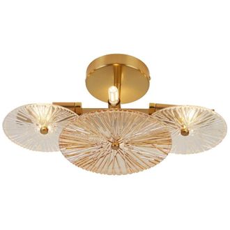 Searchlight Plafonnier Applique 6L bronze et verre claire et ambr&eacute;, Long 20cm s&eacute;rie wagon wheel