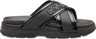 Bogner Flache Sandalen mit überkreuzten Prägungen - Schwarz