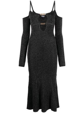 Versace Jeans Couture robe mi-longue à découpes - Noir