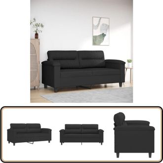 vidaXL 2-Sitzer-Sofa Schwarz 140 cm Mikrofasergewebe - Couch - 2-Sitzer Sofa - Wohncouch - Microfaser Sofa - Schwarzes Sofa