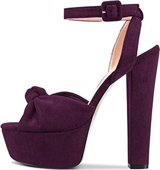 Castamere Femmes Haut High Bloc Chunky Plate-forme Talon Heel Ouvert Bout Lani&egrave;res Cheville Noeud Papillon Sandales Violet A 40 EU