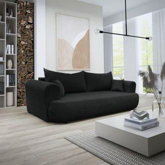 Fun M&ouml;bel Sofa Schlafsofa 3-Sitzer anike Stoff Now or Never Schwarz