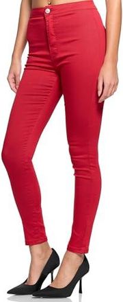 Elara Pantalon Femmes High Waist Slim Fit Chunkyrayan JS710-10 Red 44 (2XL)