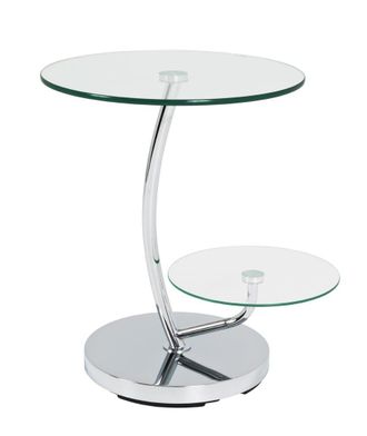 Haku Möbel Beistelltisch Chrom, Metall, Sicherheitsglas - Maße: H 55 cm x Ø 52 cm, Style: Modern
