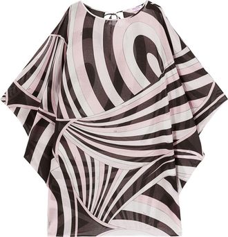 Pucci Seidenkaftan mit Print - Braun