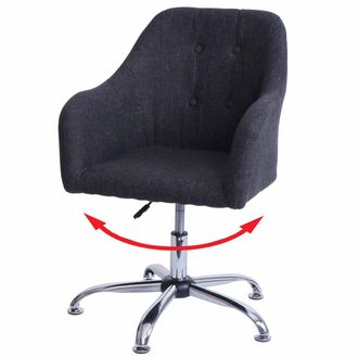 Mendler Esszimmerstuhl HWC-L92, K&uuml;chenstuhl Stuhl mit Armlehne, drehbar h&ouml;henverstellbar Metall - Stoff/Textil dunkelgrau