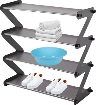 Generic Kleines mit 4 Etagen, Organizer stapelbar, robust, schmales, wasserdichter und platzsparender Schuhsteuerungs-Organizer für den Schrank