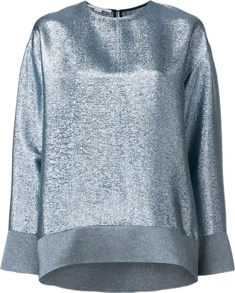Stella McCartney blouse m&eacute;tallis&eacute;e - Bleu