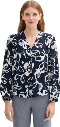 Tom Tailor Damen Bluse mit Muster aus Viskose, 36554 - Painterly Floral Design, 44