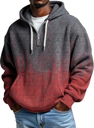 Generic Sweat à capuche décontracté à manches longues pour homme, Rouge, XXL