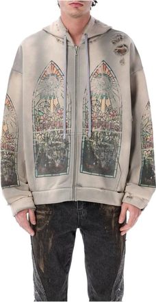 Who Decides War by Ev Bravado Homme, Sweatshirts et sweats &agrave; capuche, Gris, Taille: M Faded Zip Up