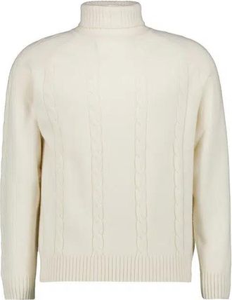 Daniele Fiesoli Herren Rollkragenpullover wei&szlig; Kaschmir unifarben