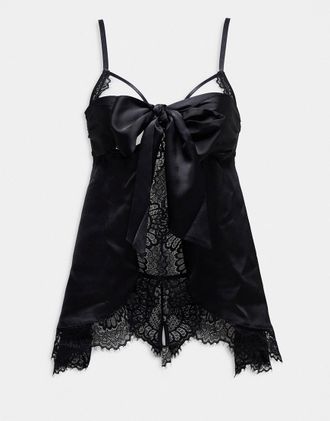 Ann Summers Unwrap Me - Ensemble nuisette avec string ouvert - Noir