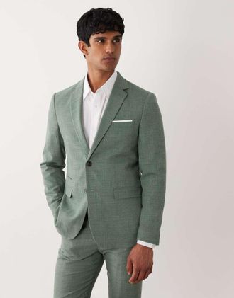 Selected Blazer ajust&eacute; en lin m&eacute;lang&eacute; - Vert moyen