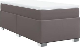 vidaXL Boxspringbett mit Matratze Grau 90x190 cm Kunstleder Vidaxl