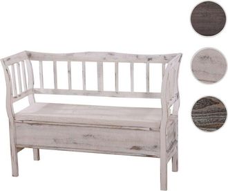 Mendler Mendler - Banc T207 - Banc coffre de rangement - compartiment de rangement coussin bois 119cm - gris-brun - shabby