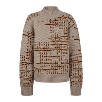Dries Van Noten Homme, Pulls, Beige, Taille: M Pull en Tricot &agrave; Motif Abstrait