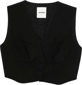 Sandro corset V-neck waistcoat - Schwarz