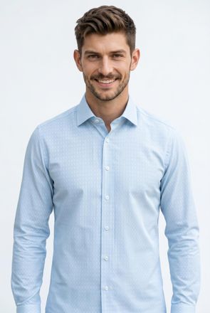 Olymp Langarmhemd OLYMP Luxor, Herren, Gr. 38, N-Gr, blau (bleu), Web, Obermaterial: 100% Baumwolle, normal, 2-Knopf-Manschette, Hemden, Businesshemd, moder