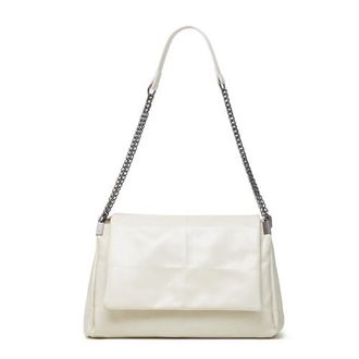 Generic Sac &agrave; bandouli&egrave;re en cuir avec cha&icirc;ne pour femme - Grand sac &agrave; main tendance et sac &agrave; main r&eacute;tro, blanc, Large