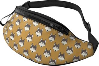 Generic G&uuml;rteltasche Atmungsaktiv Brustbeutel Niedlicher Cartoon-Husky Verstellbarer Bauchtasche F&uuml;r Wandern Spazieren Joggen 14X35Cm