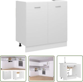 Nova The Living Store Spülenunterschrank Weiß 80x46x81,5 cm Holzwerkstoff - Küchenmöbel - Holzschrank - Unterschrank - Weißer Schrank - Spüle Untertisch