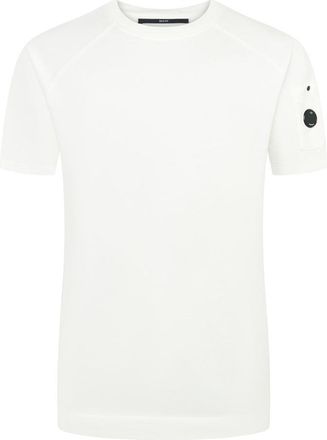 C.P. Company Unifarbenes T-Shirt aus Baumwolle mit Logo-Patch am linken Arm in